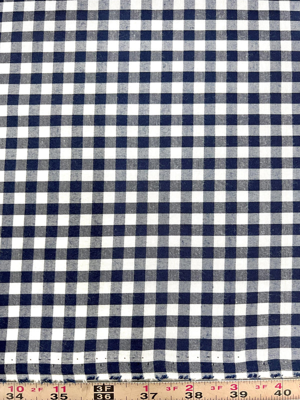 Carly NAVY BLUE Mini Checkered Gingham Poly Cotton Fabric by the Yard ...